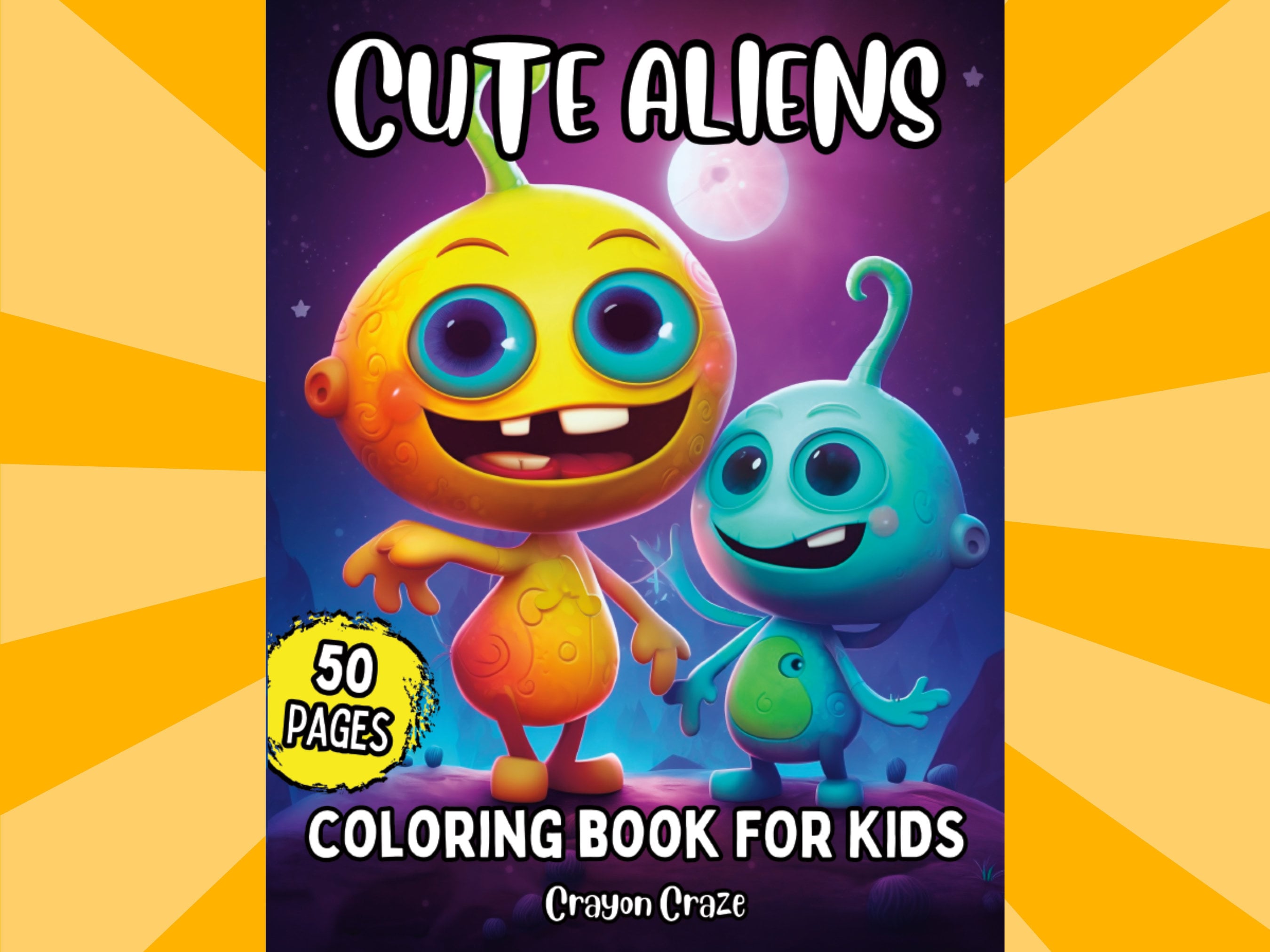 Cute Aliens Coloring Pages for Kids Gift 50 Adorable Outer - Etsy