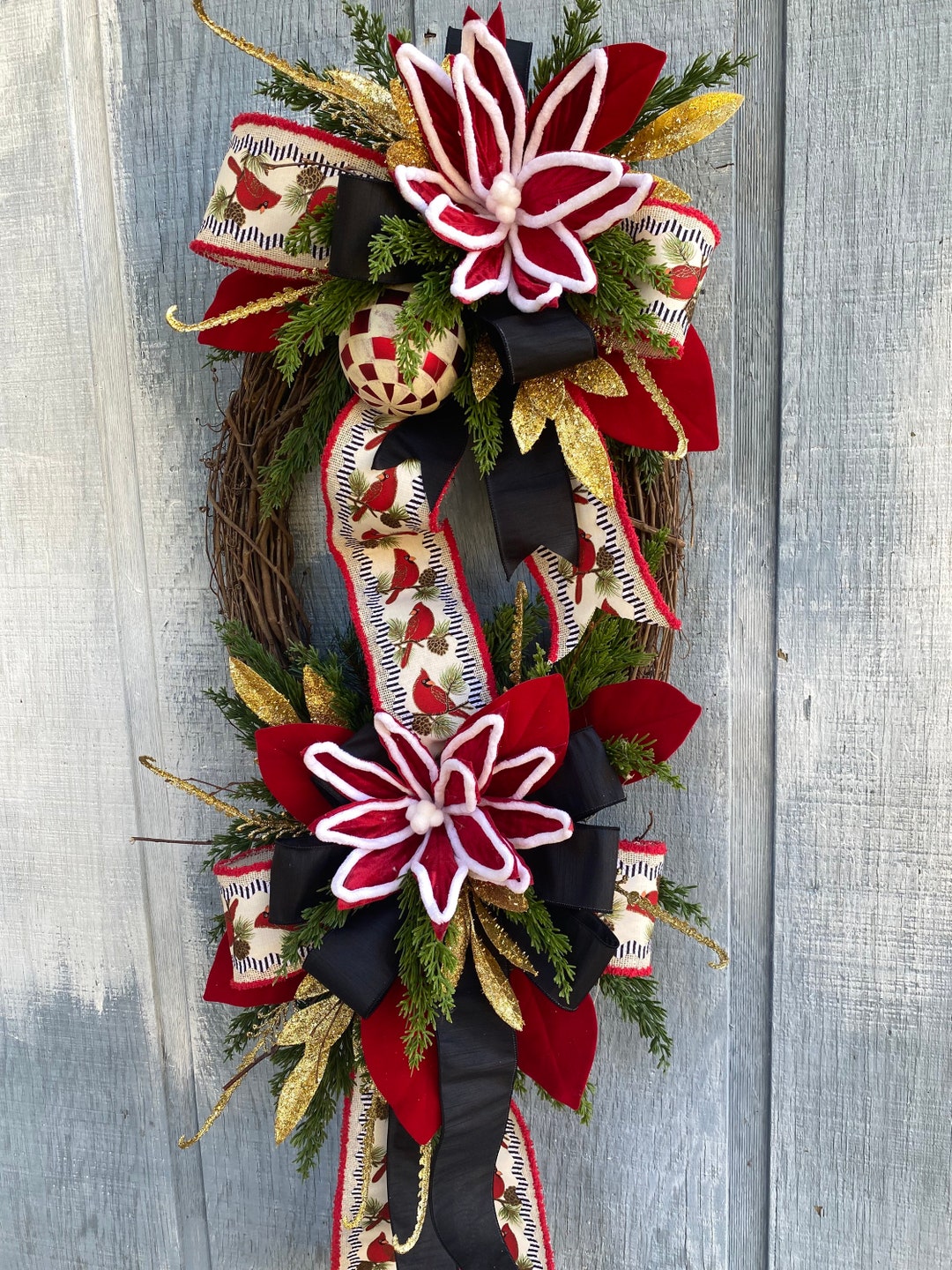 Cardinal Wreath, Christmas Wreath, Traditional Christmas Wreath ...