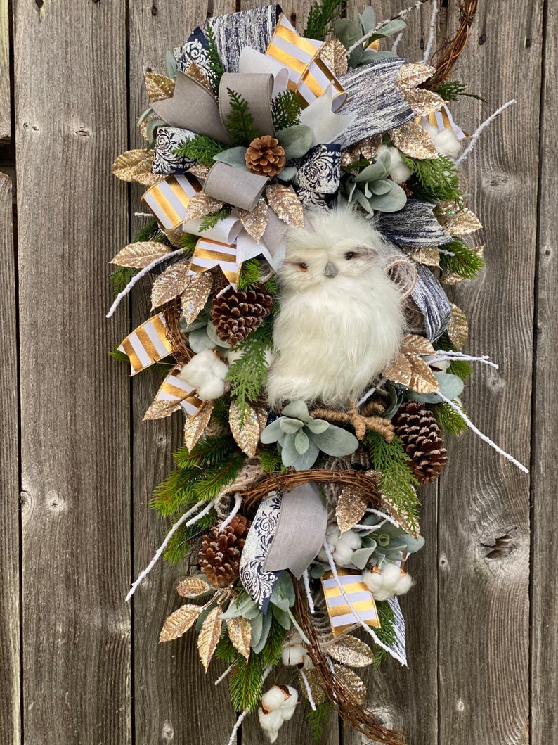 Rustic Swag, Owl Swag, Rustic Owl Swag, Rustic Elegant, Christmas Decor ...