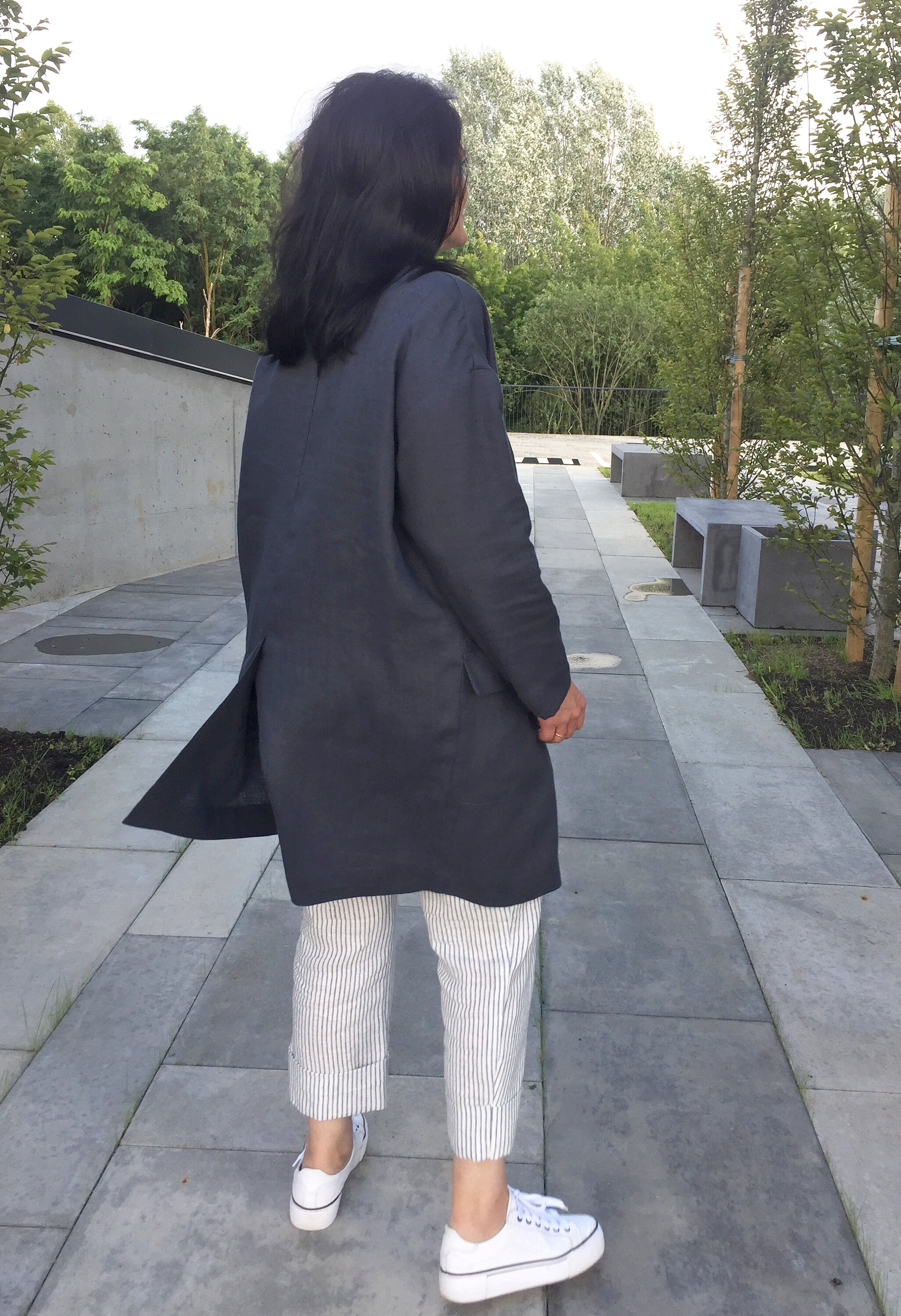 Long Washed Soft Linen Jacket With Button Pockets and Collar - Etsy