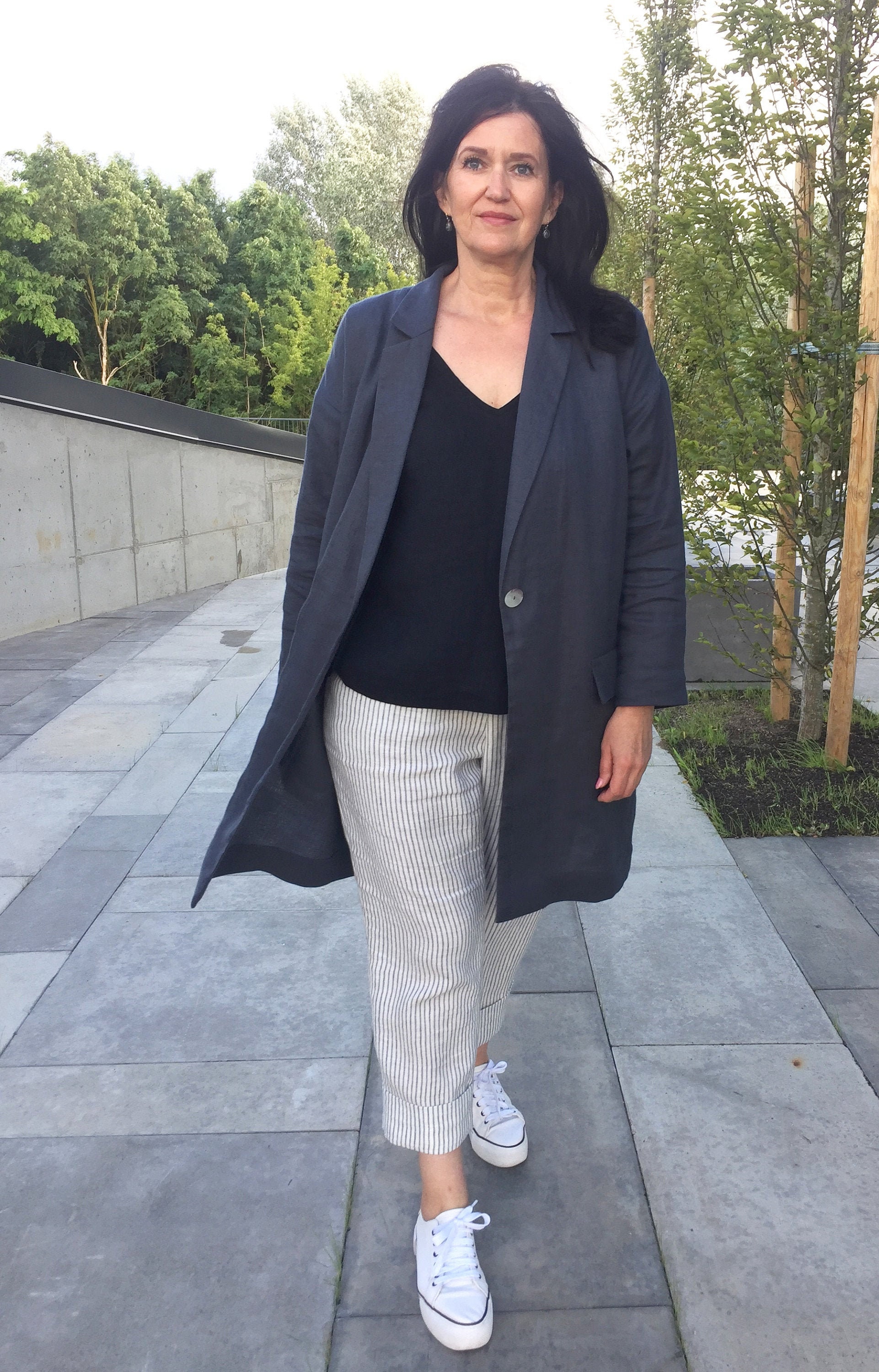 Long Washed Soft Linen Jacket With Button Pockets and Collar - Etsy