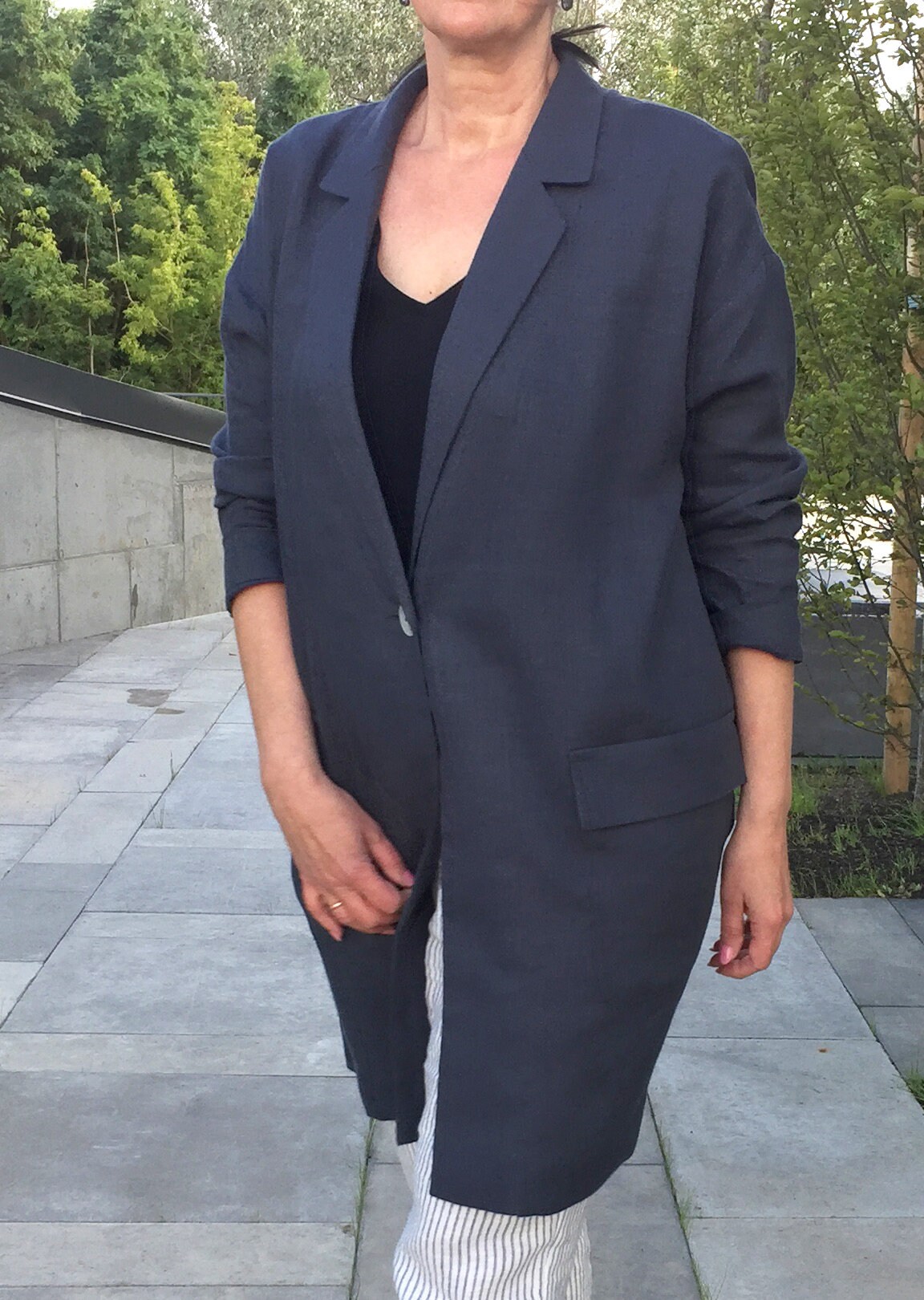Long Washed Soft Linen Jacket With Button Pockets and Collar - Etsy