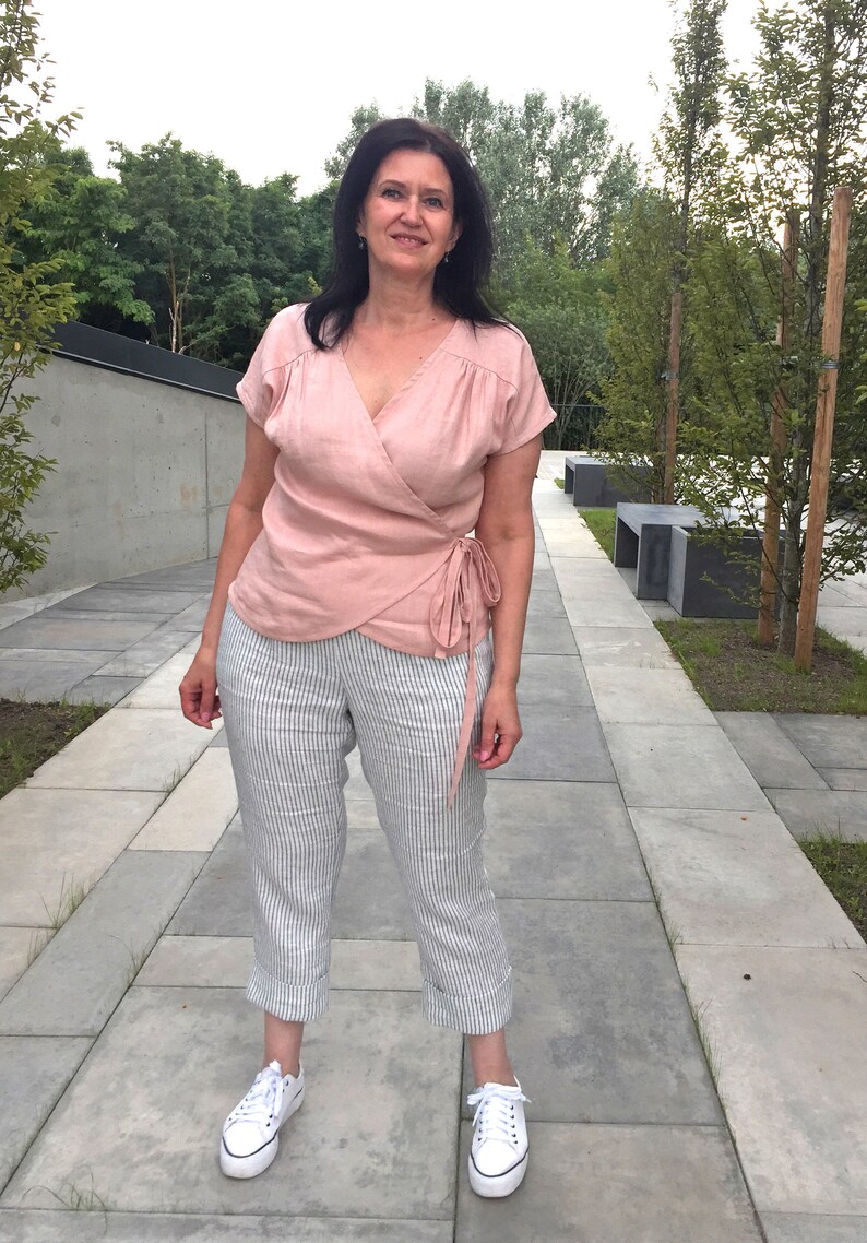 High Elastic Waist Mid-calf Length Washed Natural Linen - Etsy