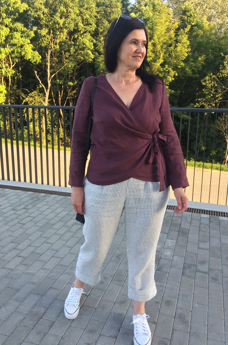 High Elastic Waist Mid-calf Length Washed Natural Linen - Etsy