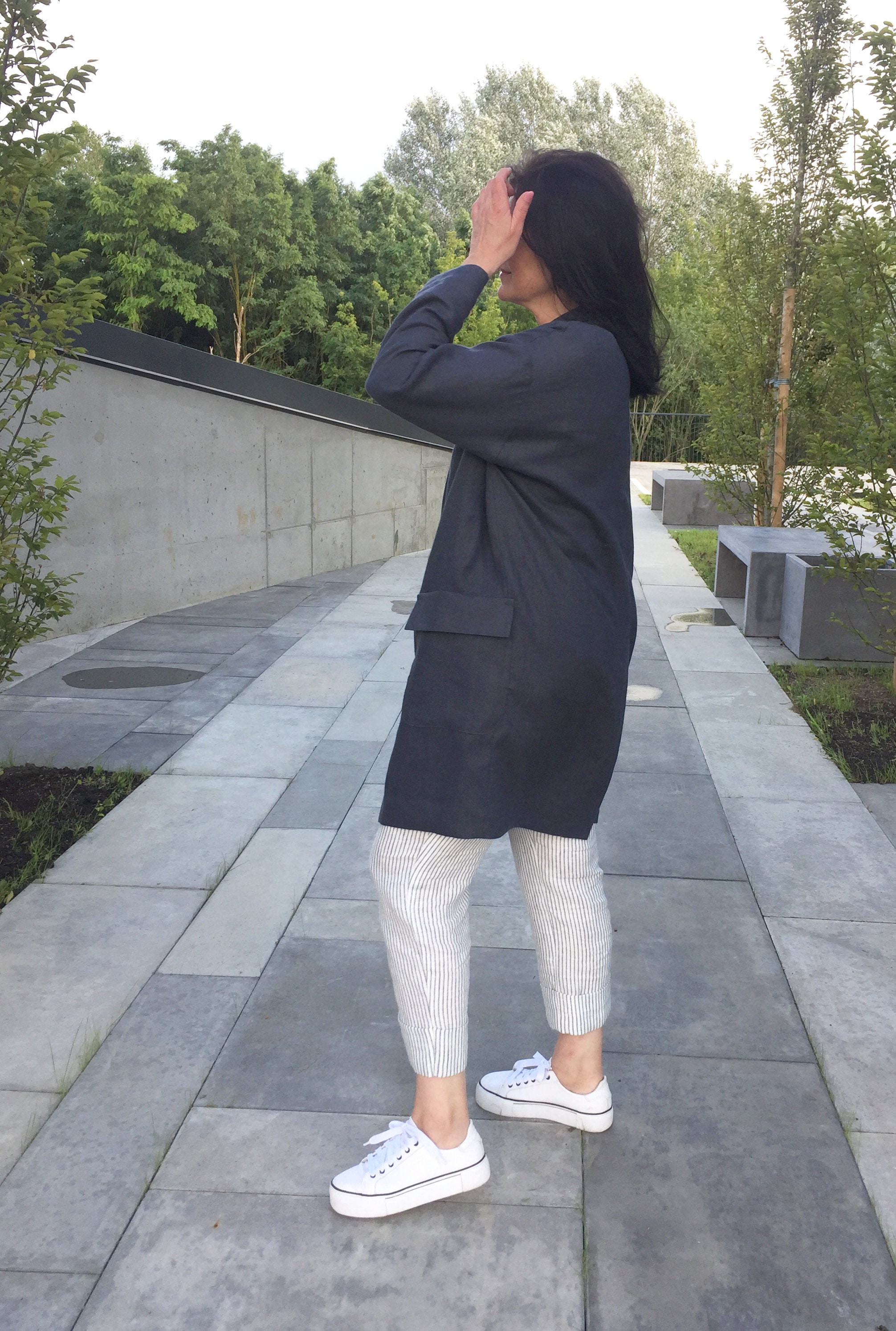 Long Washed Soft Linen Jacket With Button Pockets and Collar - Etsy