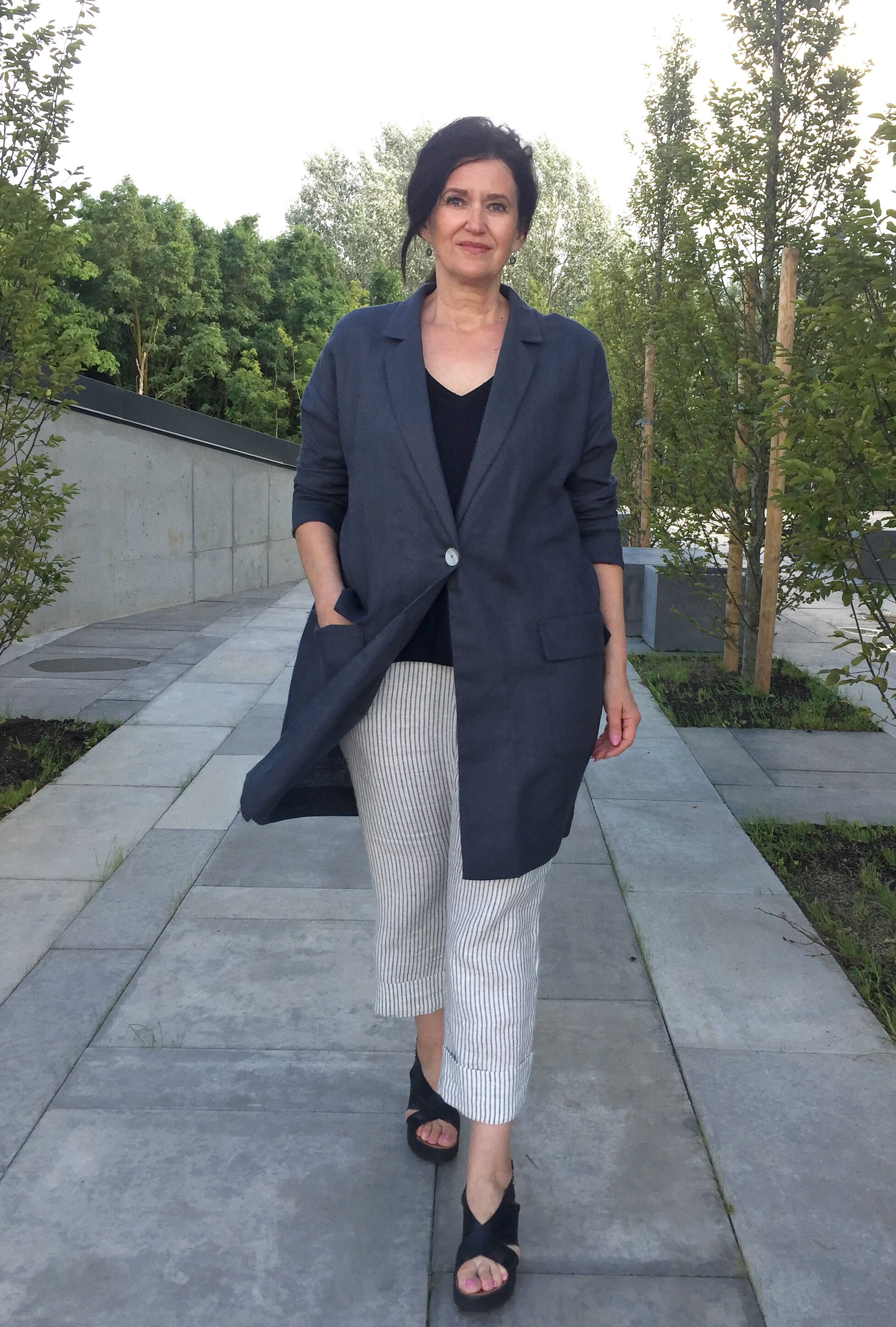 Long Washed Soft Linen Jacket With Button Pockets and Collar - Etsy