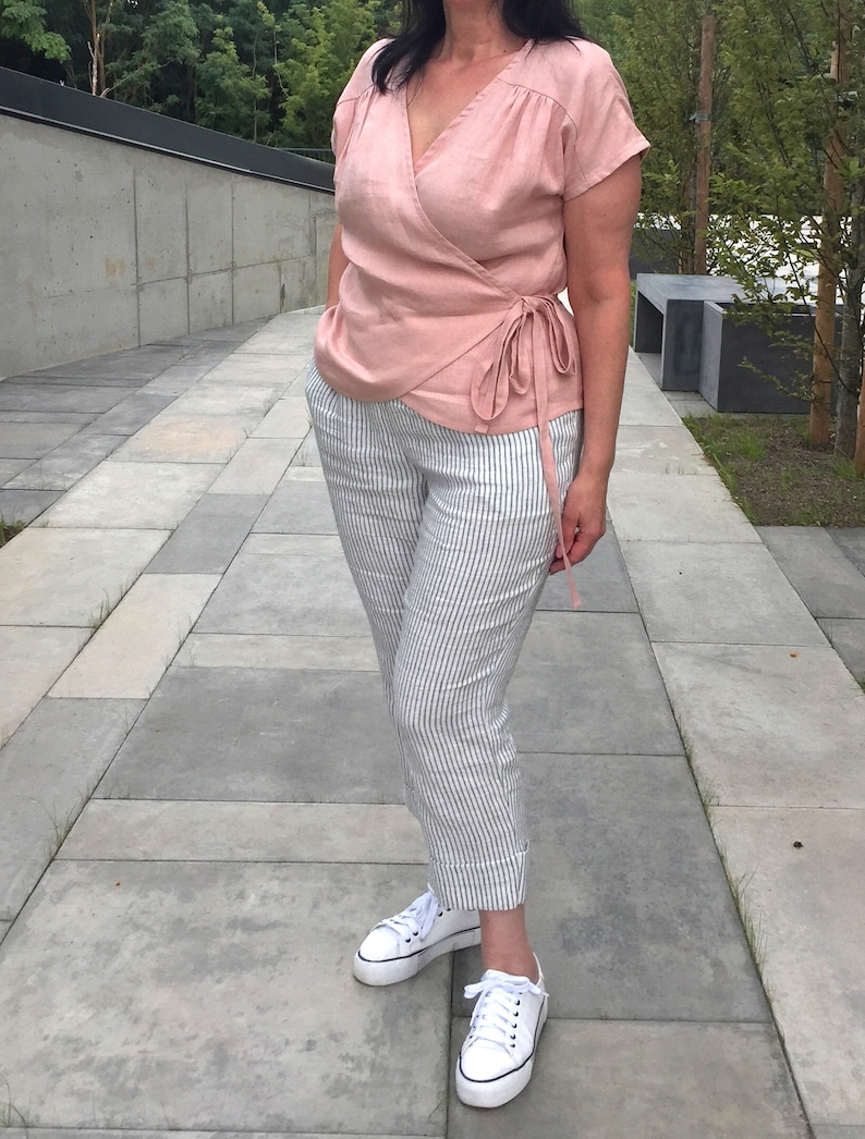 High Elastic Waist Mid-calf Length Washed Natural Linen - Etsy