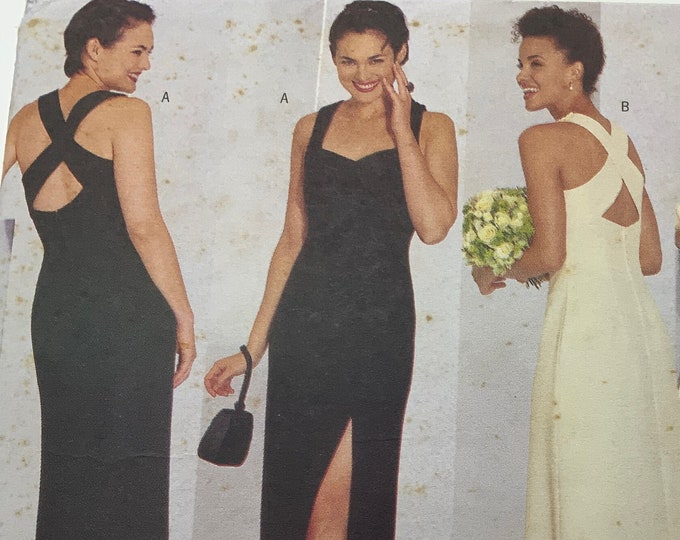 UNCUT Butterick 6463. Long Evening Gown & Stole Pattern, Lined, Back ...