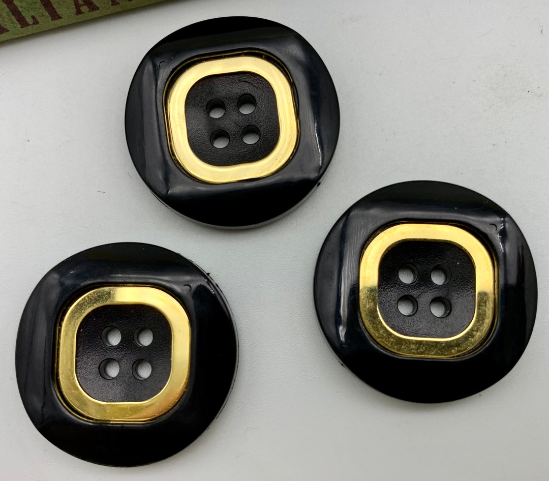 Bold Black and Gold Button Trio, 4-hole Sew Thru' Buttons. XL Size ...