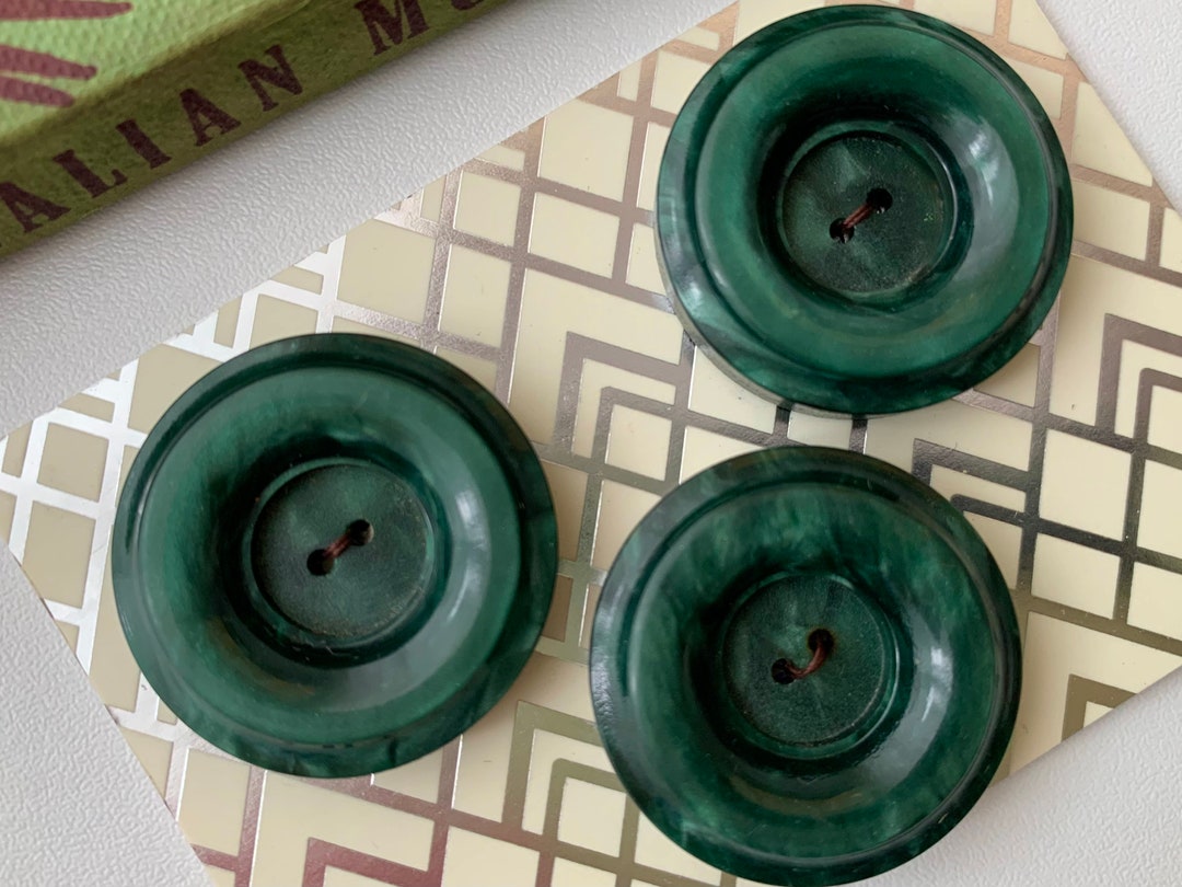 Fabulous JADE Button Trio Vintage Green Cupped Buttons. XL Size Ideal ...