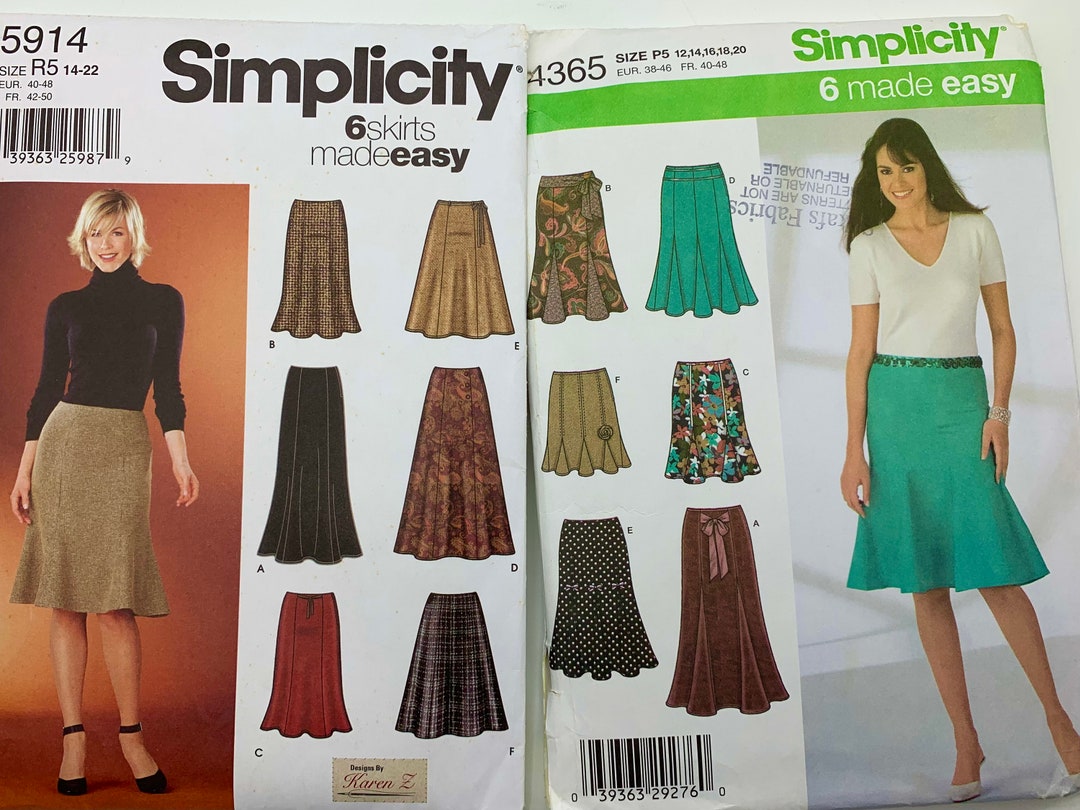 UNCUT '6 Made EASY' Simplicity4365 and 5914. Misses Gored Skirt ...