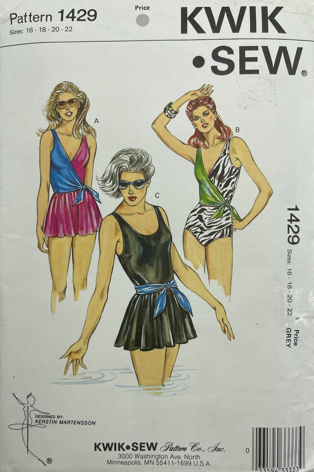 UNCUT Kwik Sew 1429. One Piece Swimsuit in 3-styles Sewing Pattern ...