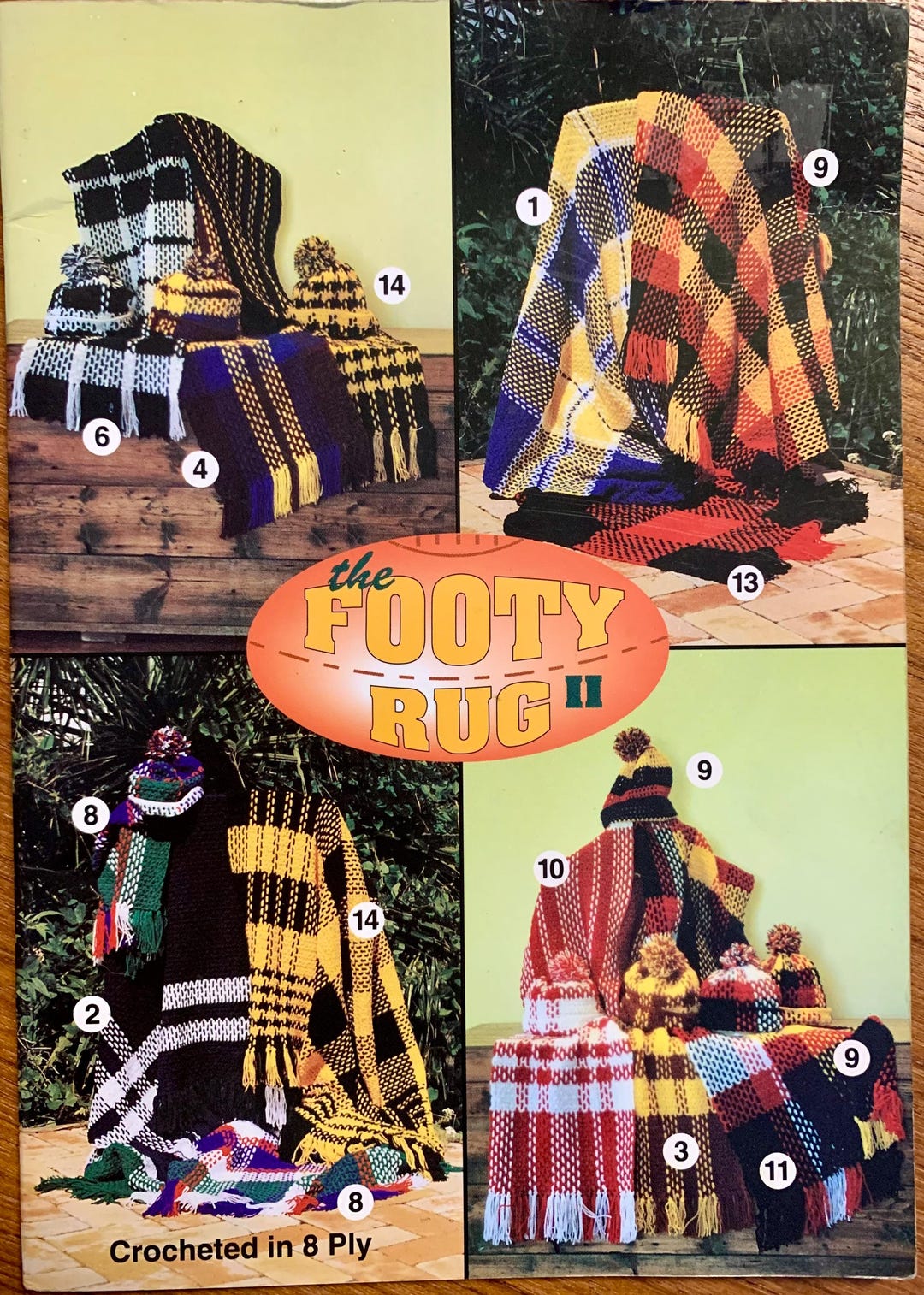 FOOTY RUG Crochet Pattern Booklets 1 & 2. TARTAN Rugs or Blankets by ...
