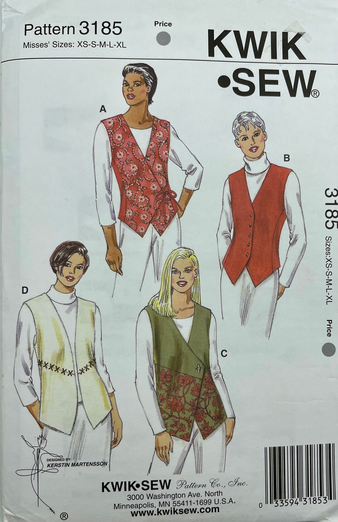 UNCUT Kwik Sew 3185. Vests in 4-styles Pattern Shaped Hems - Etsy