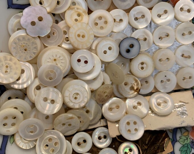 100+ X Mother of Pearl Shell Buttons, Creamy or Blue/ Grey Hue, 2-hole ...