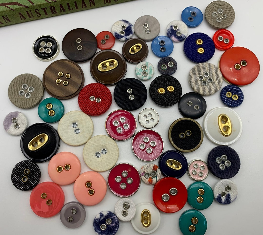 60 Assorted Metal Eyelet Buttons 2 and 4 Sew-thru Style, Plastic and ...