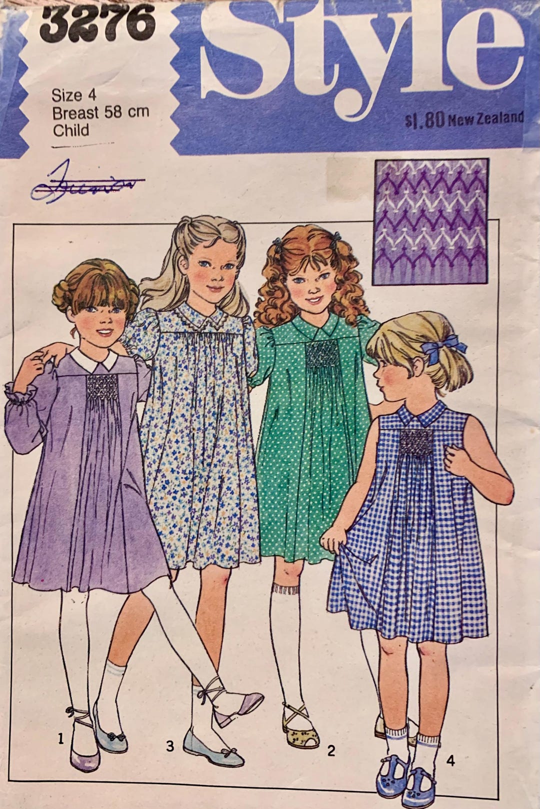 UNCUT Smocked Dress Pattern: Girls Size 4 With Iron-on Transfers - Etsy
