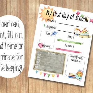 First Day of School, Back to School Activity Sheet, School Keepsake ...