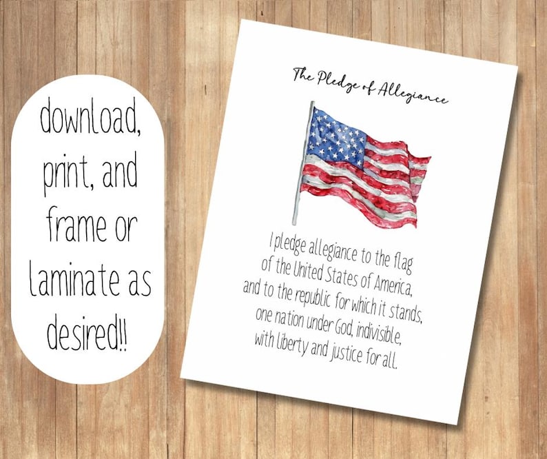 Pledge of Allegiance Printable, Homeschool Wall Decor, School Prints ...