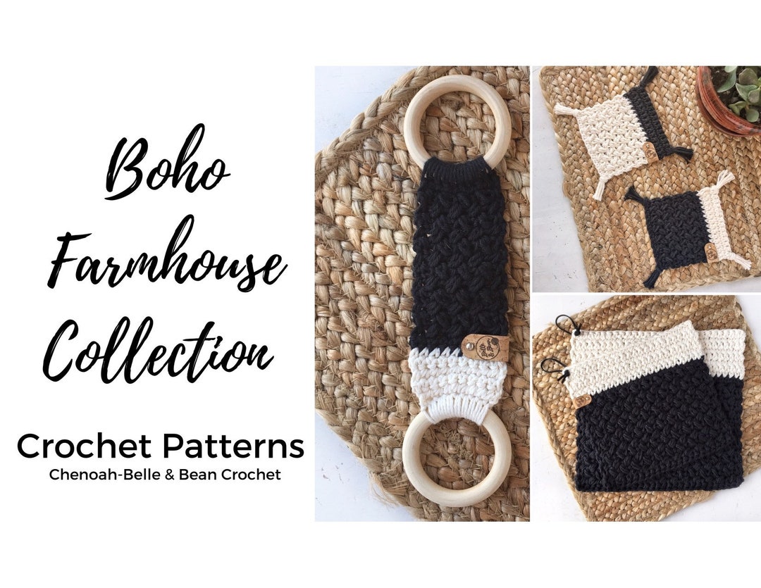 Boho Farmhouse Crochet Patterns, Easy Crochet Patterns, Crochet Coaster ...
