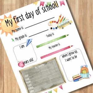 First Day of School, Back to School Activity Sheet, School Keepsake ...