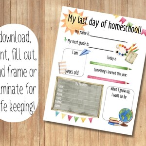 Last Day of Homeschool, End of School Activity Sheet, Homeschool ...