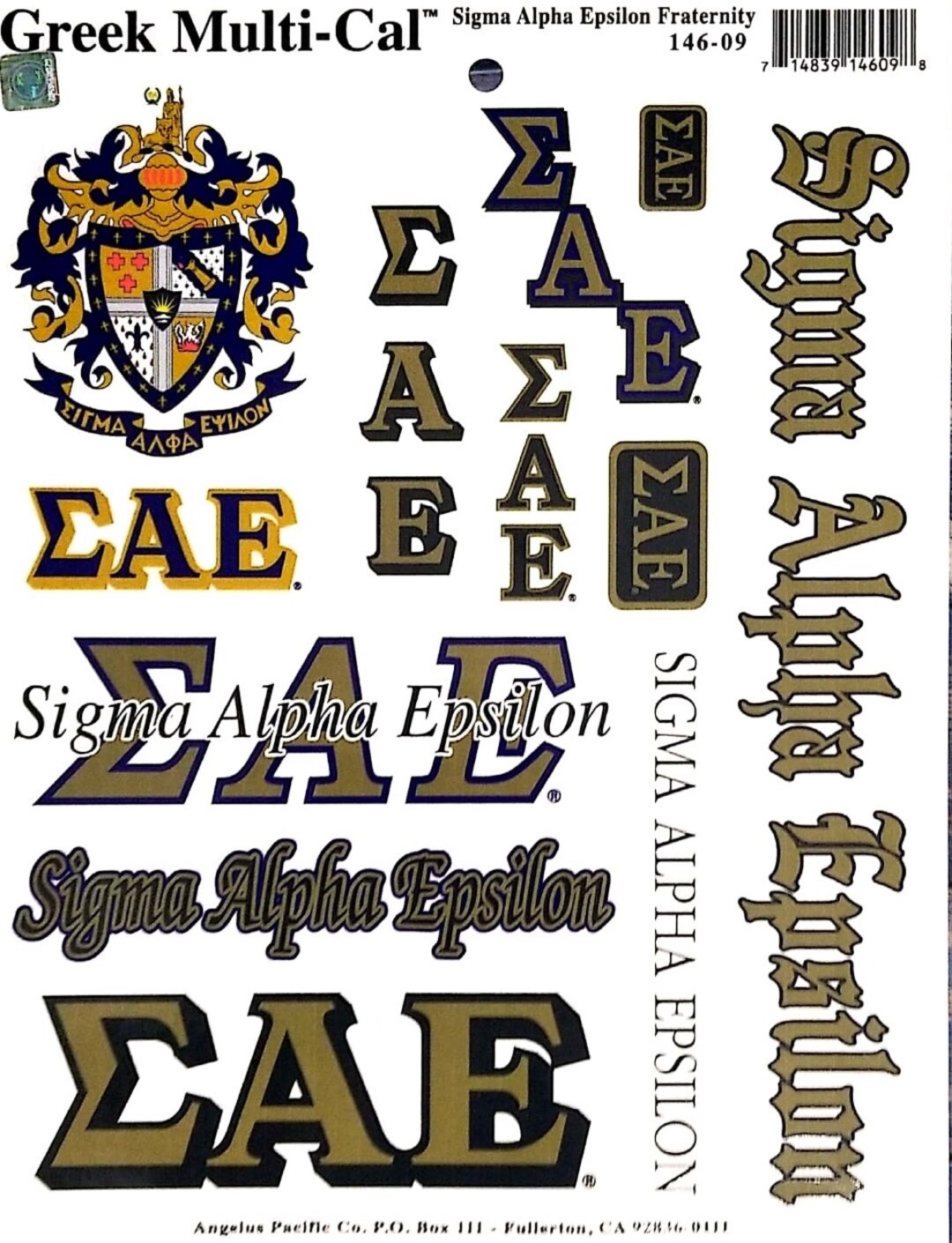 Sigma Alpha Epsilon Multical Sticker - Etsy