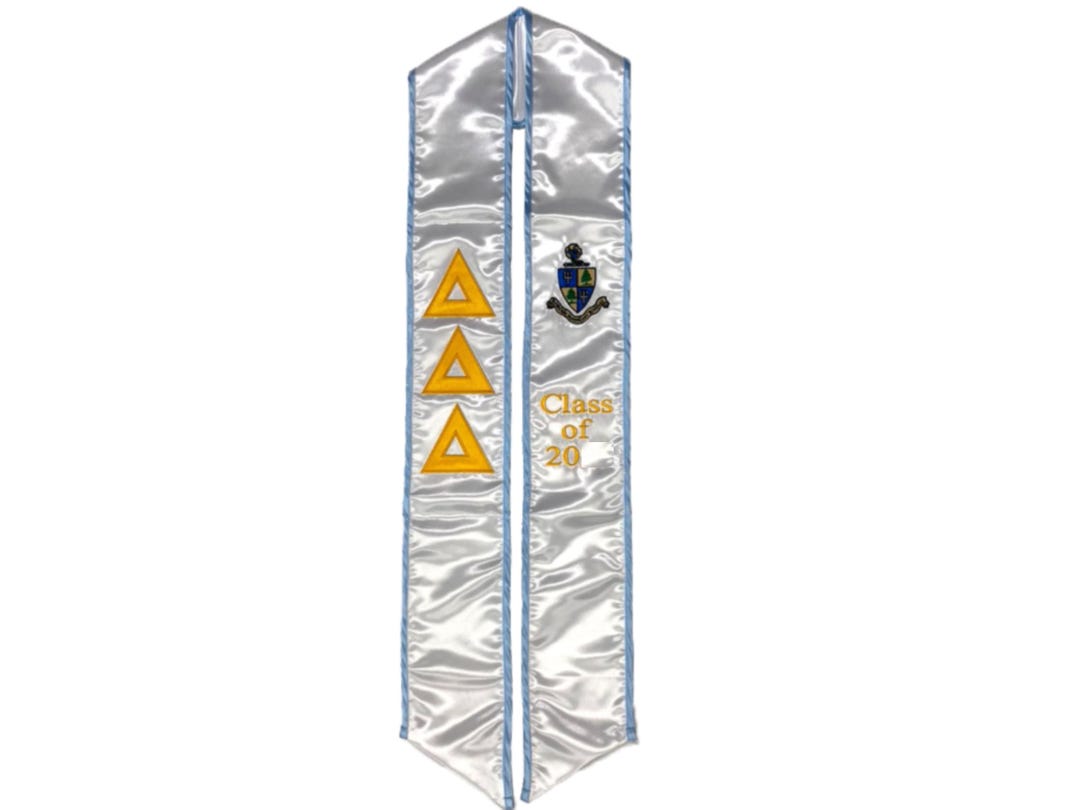 Delta Delta Delta Graduation Stole, Embroidered Crest & Greek Letters ...