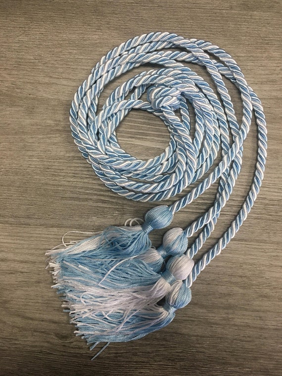 Graduation Cord / Honor Cords Intertwined Sky Blue and White | Etsy