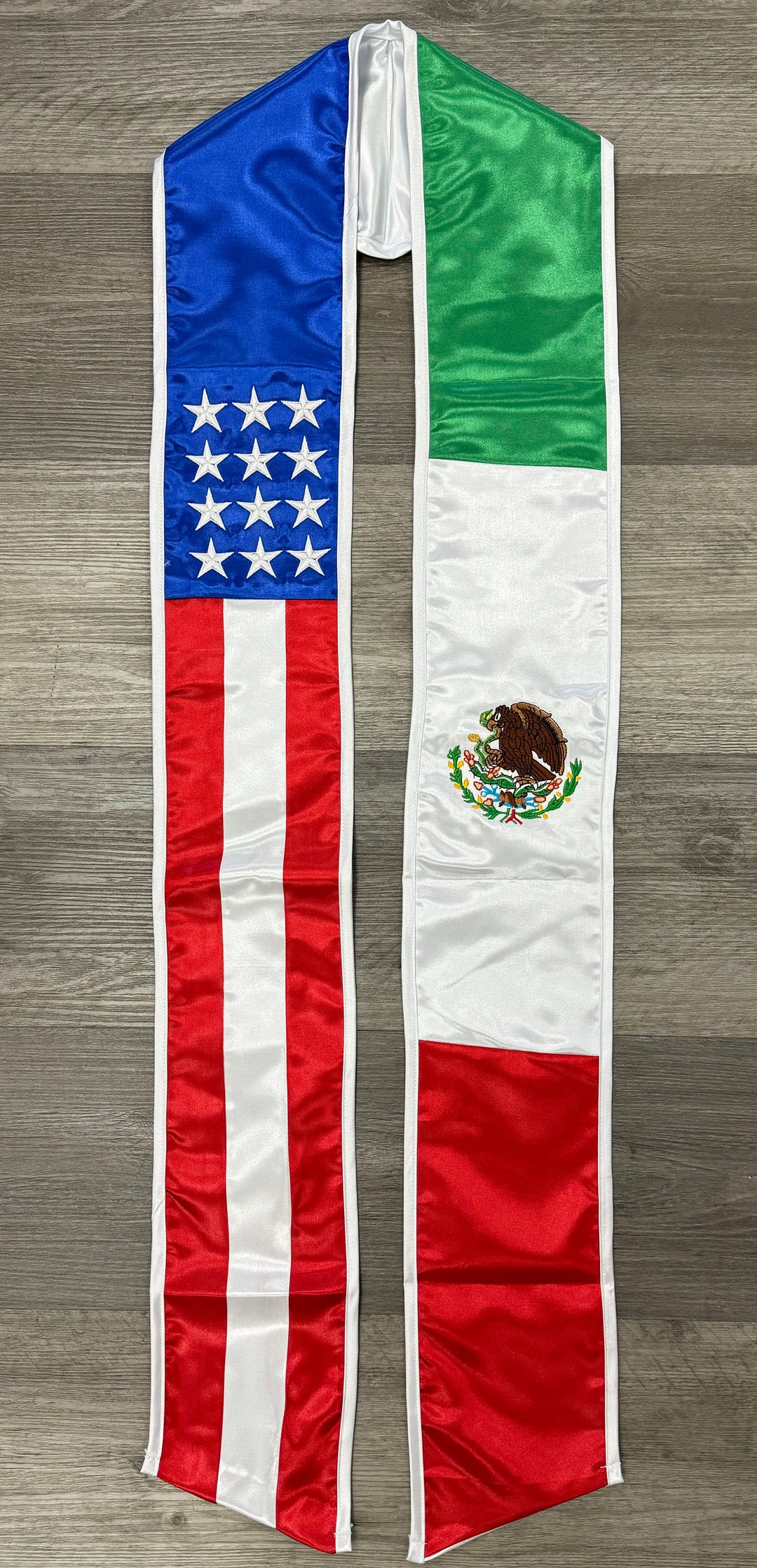 Mexican American Graduation Stole Embroidered Satin Sash Flag - Etsy