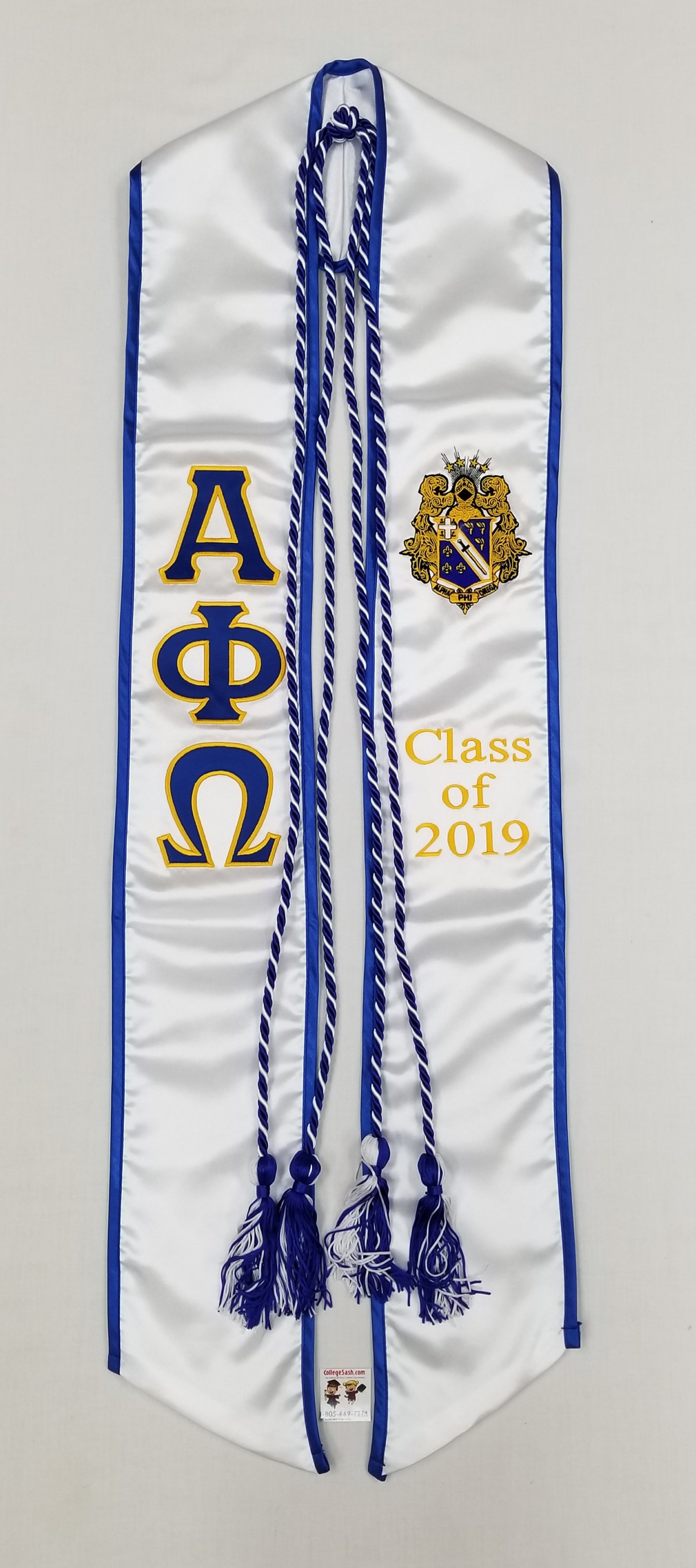Alpha Phi Omega Graduation Sash Stole white - Etsy