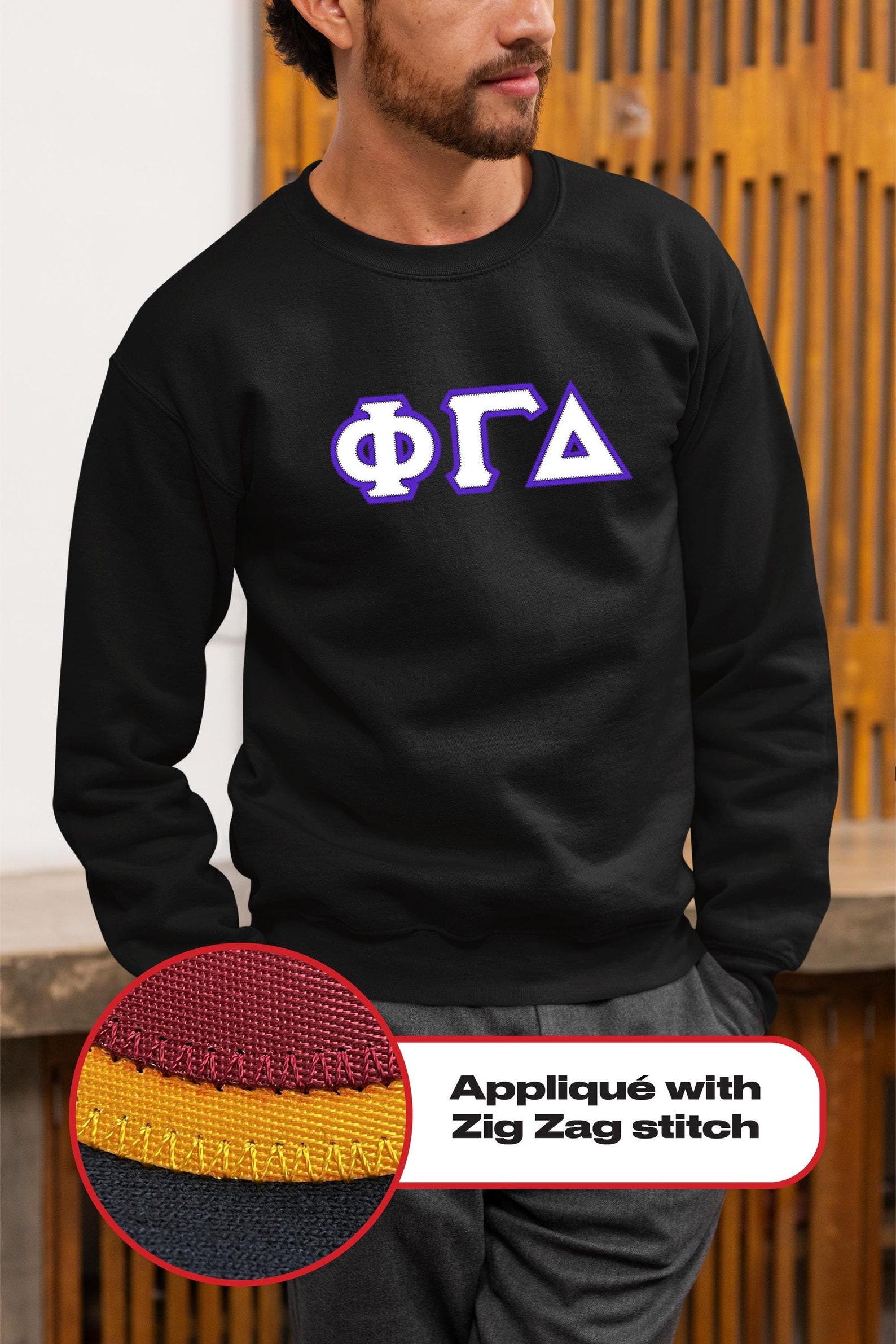 Phi Gamma Delta Crewneck: Zig-zag Embroidered FIJI Greek Letters - Etsy