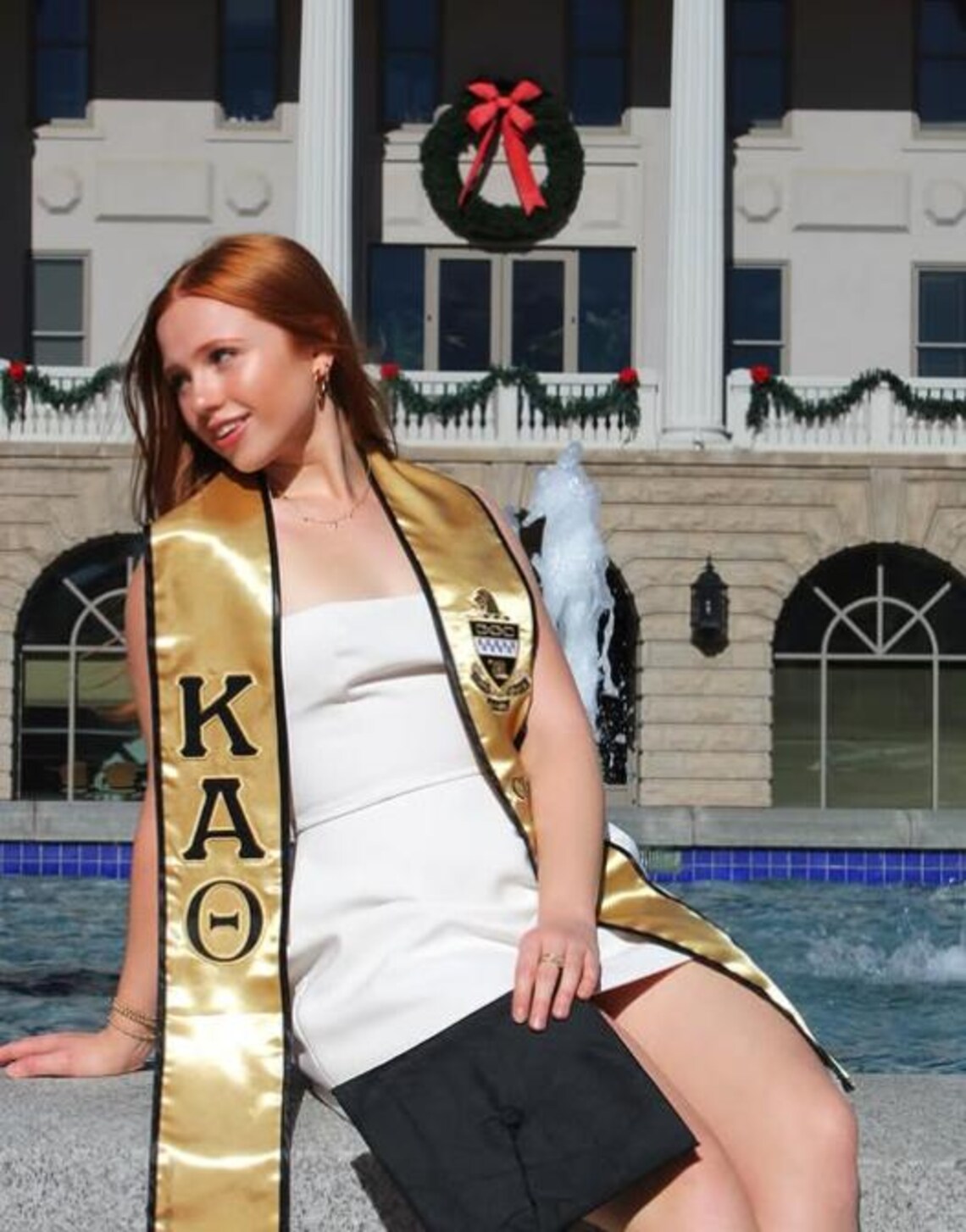 Kappa Alpha Theta Graduation Sash Stole Embroidered Greek Letters ...