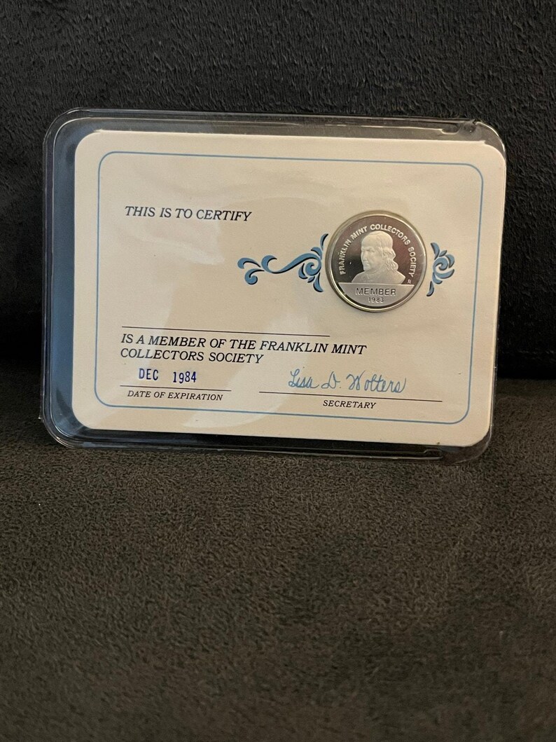 1984 Franklin Mint Collectors Society Charter Member Sterling Silver ...