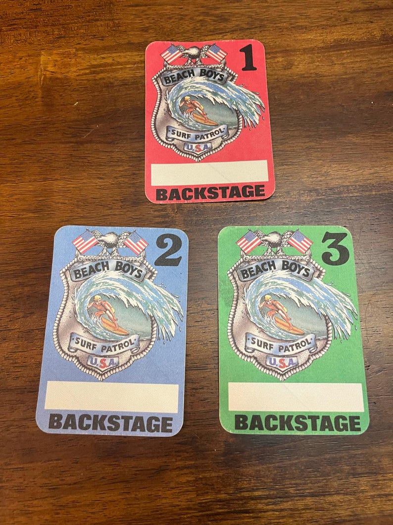 Vintage 1984 Beach Boys Concert Backstage Pass Surf Patrol Lot of 3 ...