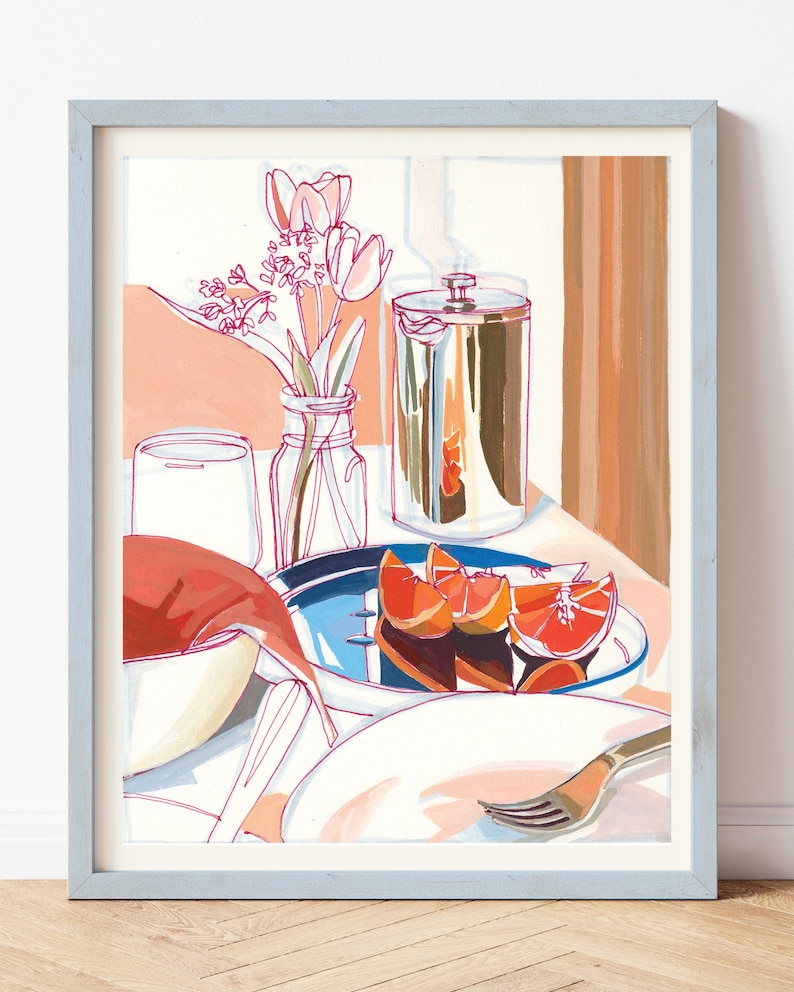 Signed Breakfast Still Life Giclee Print: Tulips, Oranges, Coffee - Etsy