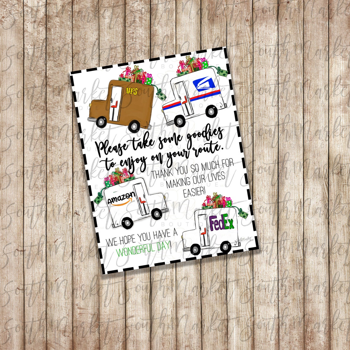 Printable Sign for Delivery Men Treats/goodies/sign/pdf/ups/fedex/usps ...