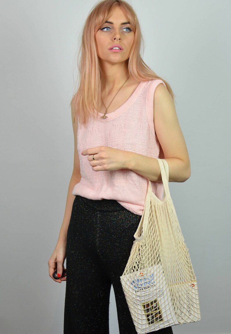 Retro White String / Net Reusable Tote Bag - Etsy