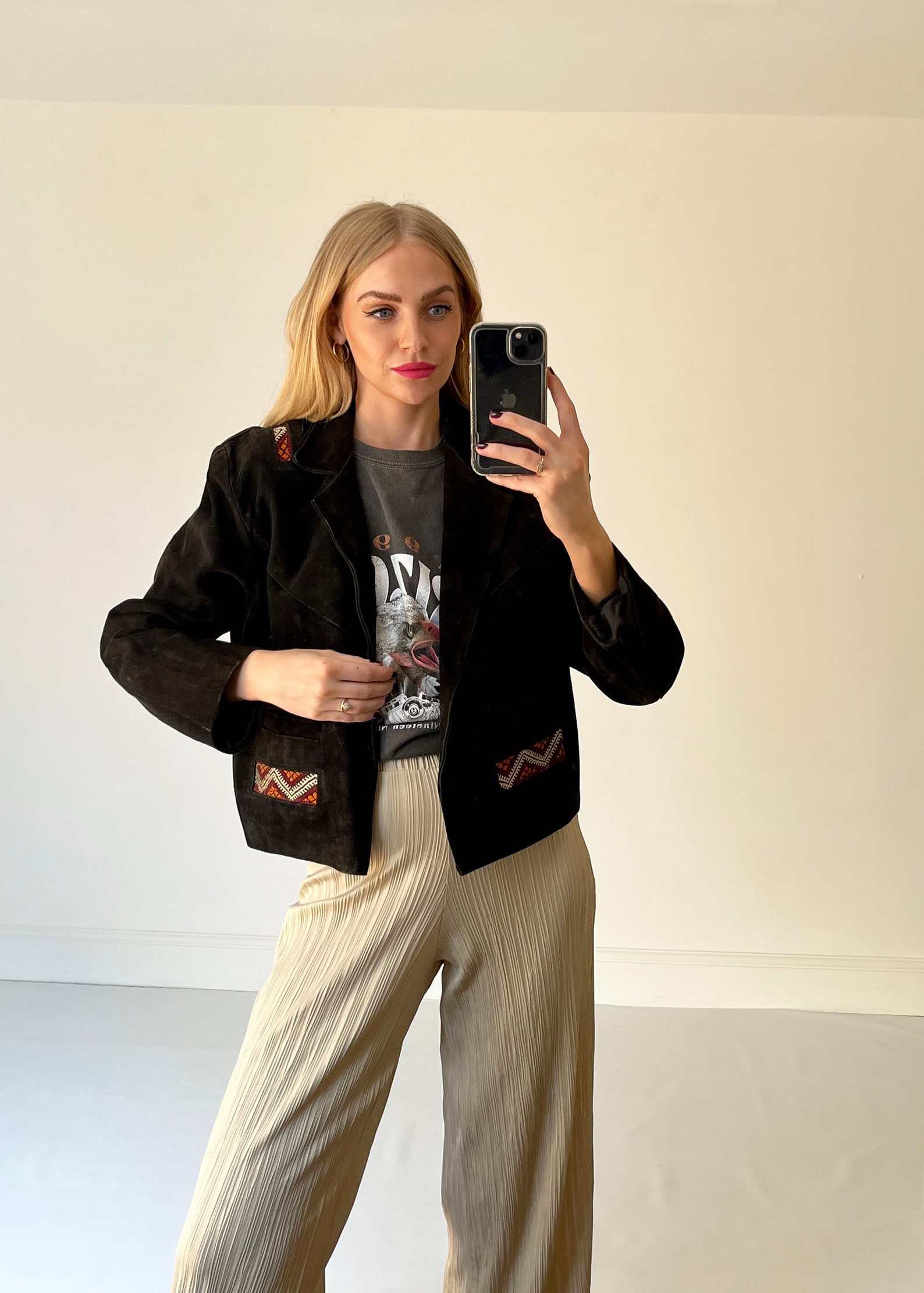 Vintage 80s Black Suede Cropped Boxy Jacket - Etsy