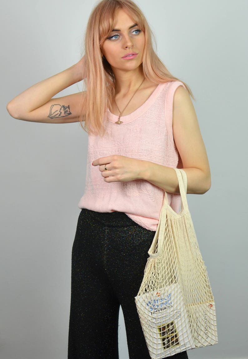 Retro White String / Net Reusable Tote Bag - Etsy