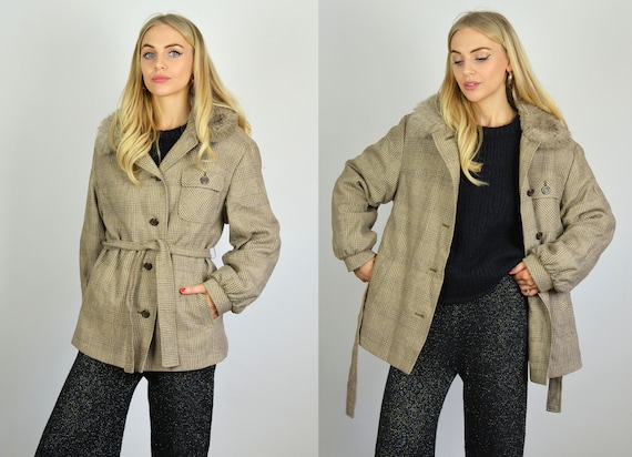 Vintage Brown Tweed Belted Blazer Shooting Jacket w/ … - Gem