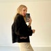 Vintage 80s Black Suede Cropped Boxy Jacket - Etsy