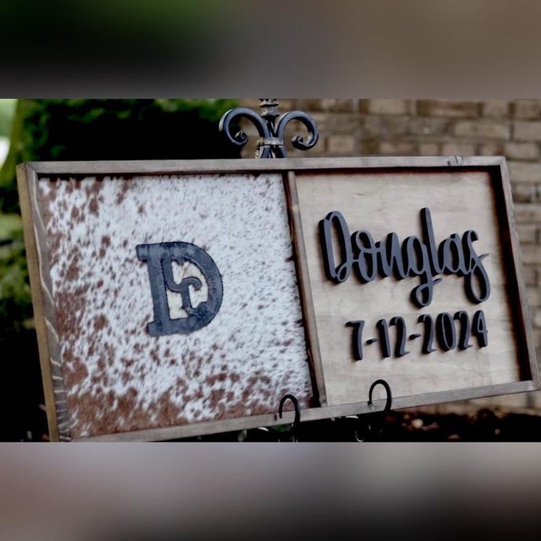 Cowhide Wedding Brand Sign, Custom Western Decor (36”x16” - Etsy