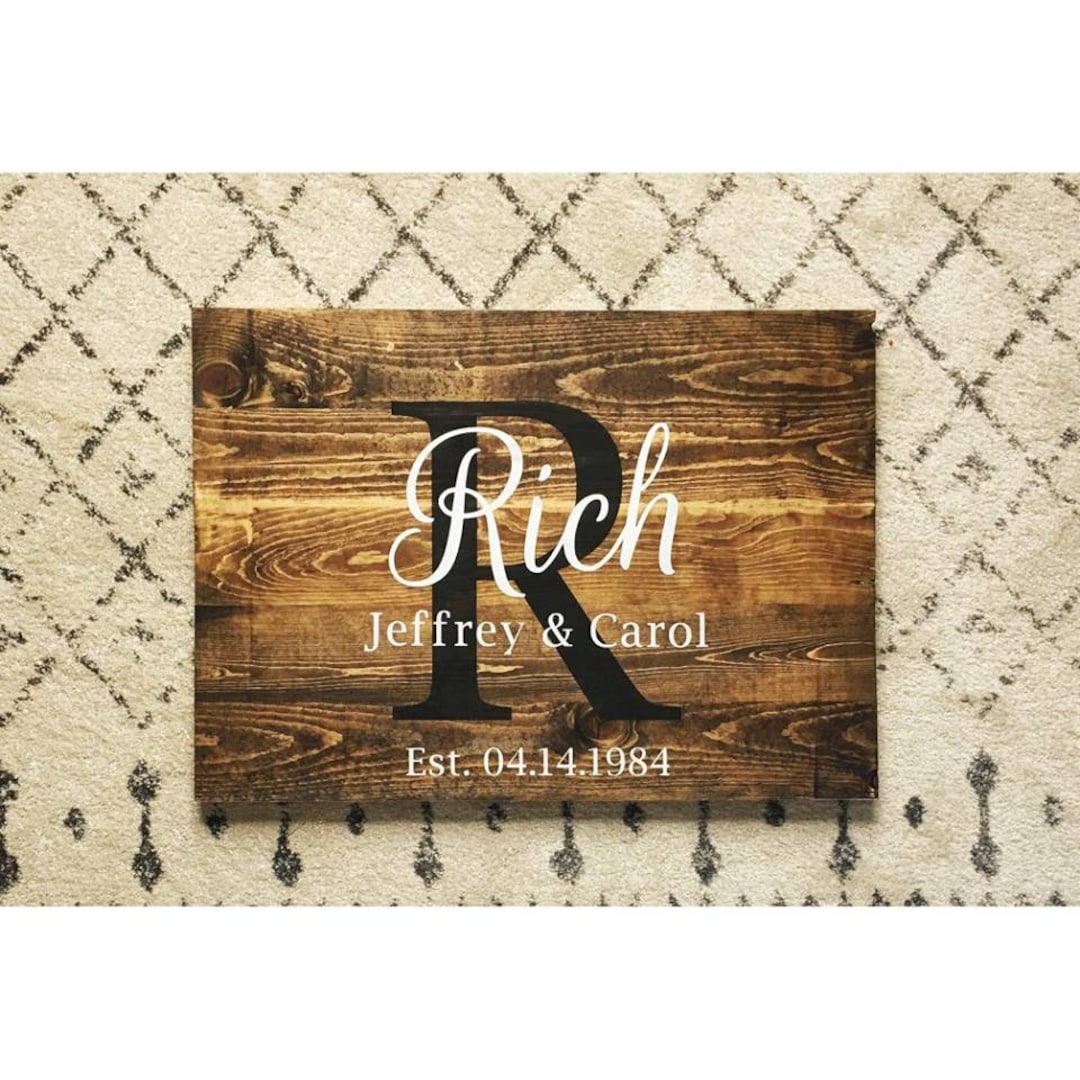 Custom Monogram Sign / Established Sign / Wedding Gift / Anniversary ...