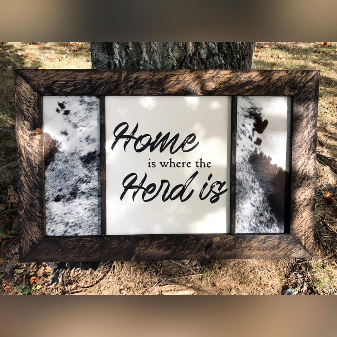 Custom Cowhide Wall Decor, Western Home Decor, Cowhide Sign, Western ...
