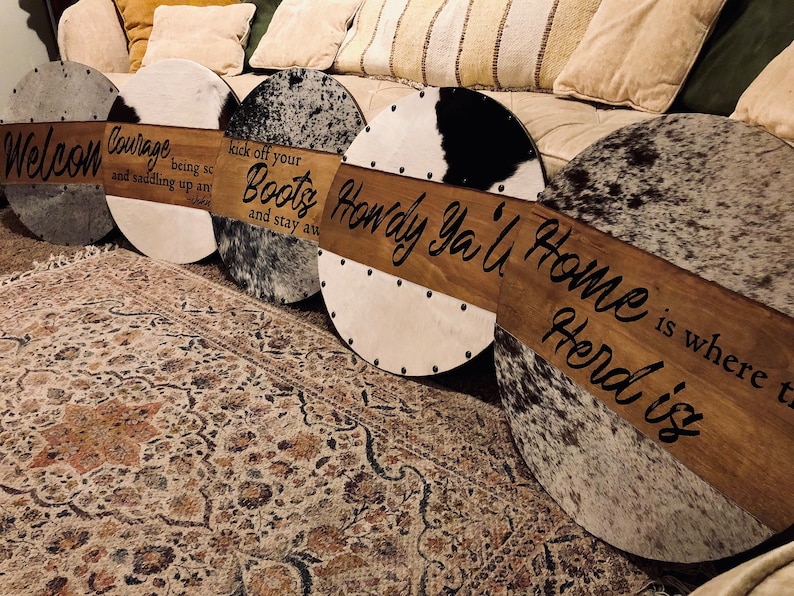 Western Home Decor Cowhide Sign Cowhide Western Style Home - Etsy