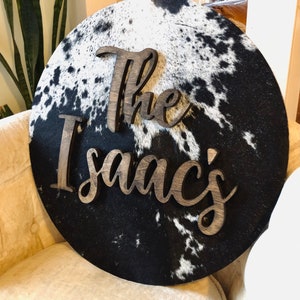 Cowhide Home Decor, Western Style Sign, Cowhide Round Sign, Western ...