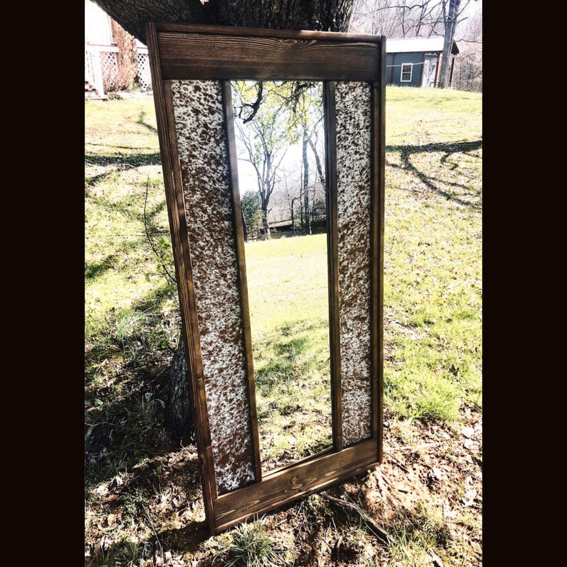 Full Length Hanging Hide Mirror, Cow Hide Mirror, Western Style Full ...