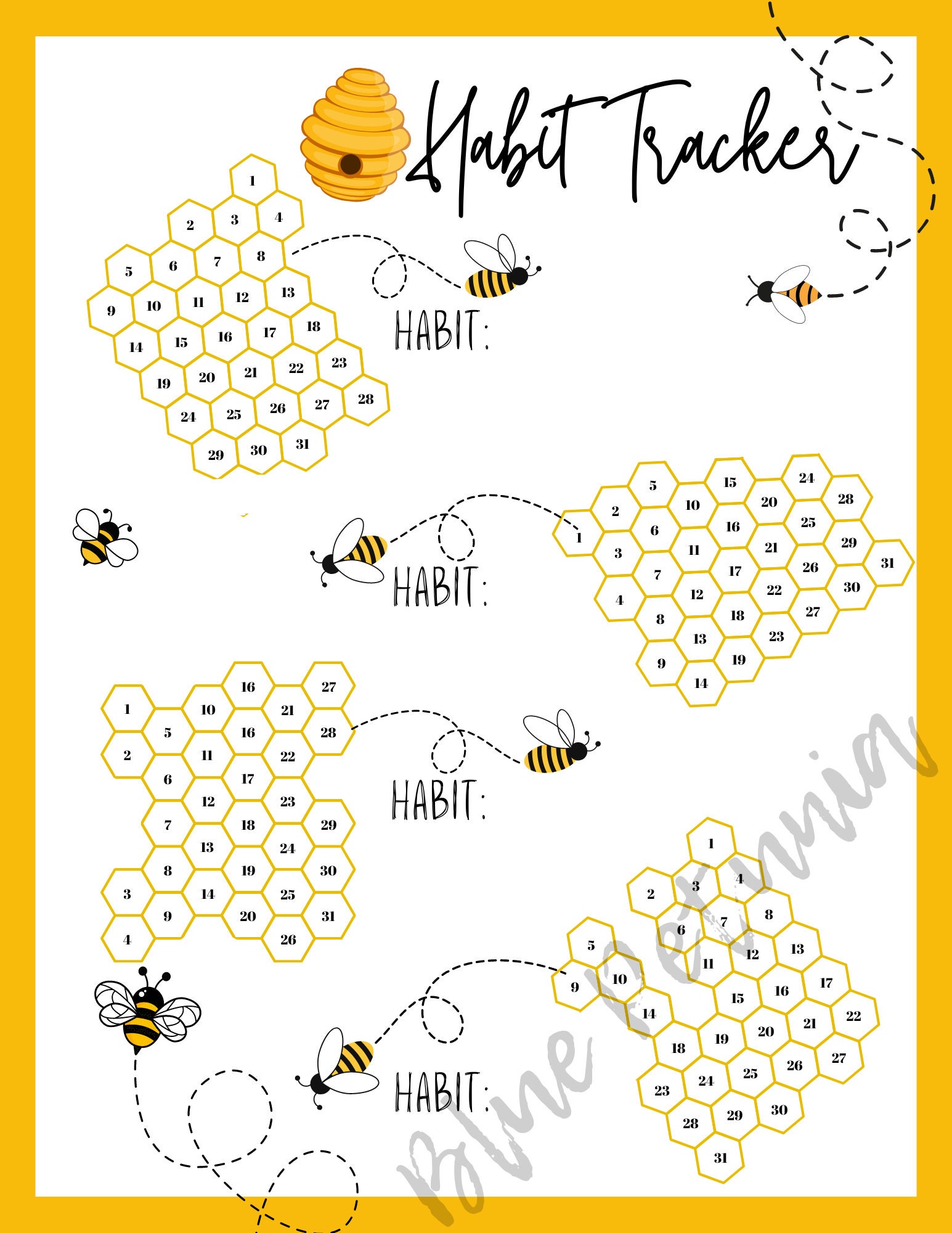 Honeycomb Habit Tracker 8.5x11 - Etsy