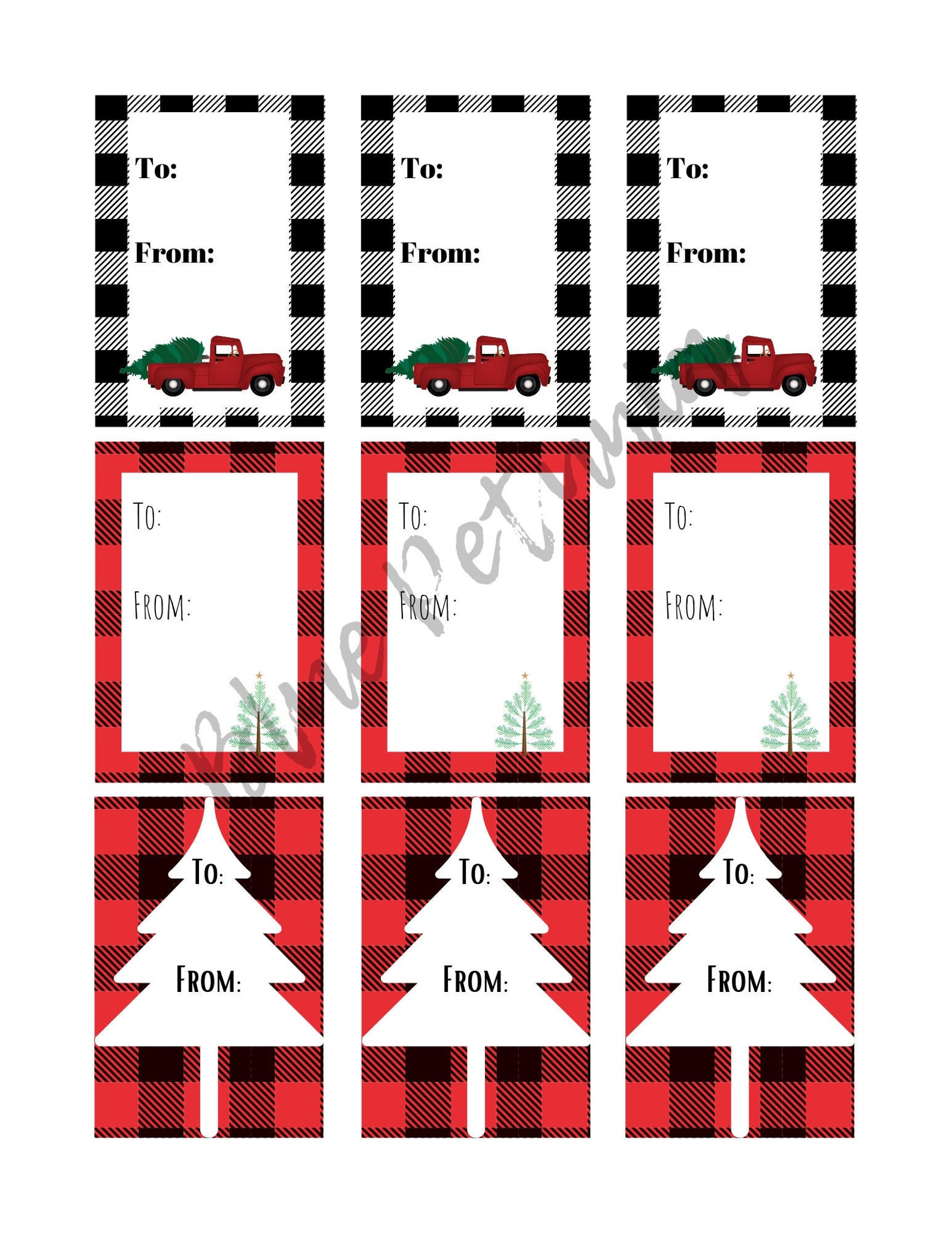 Buffalo Check Christmas Gift Tags 3 Designs - Etsy